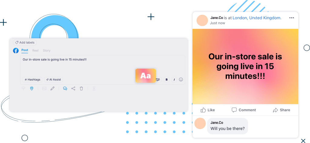 Schedule Facebook Text Posts with Backgrounds Using Publer